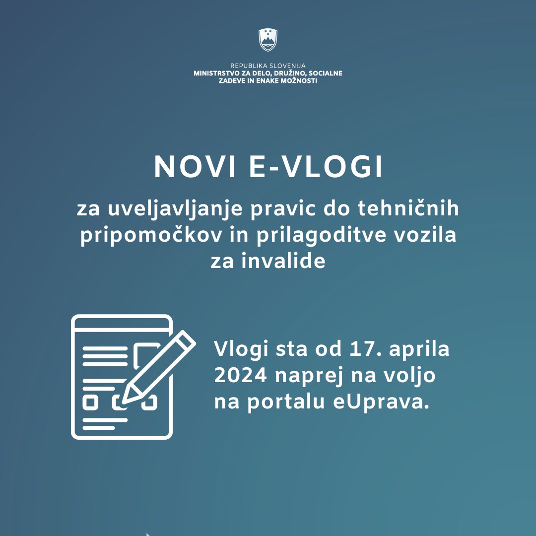Nove e-vloge za uveljavljanje pravic do tehničnih pripomočkov in prilagoditve vozila za invalide ...