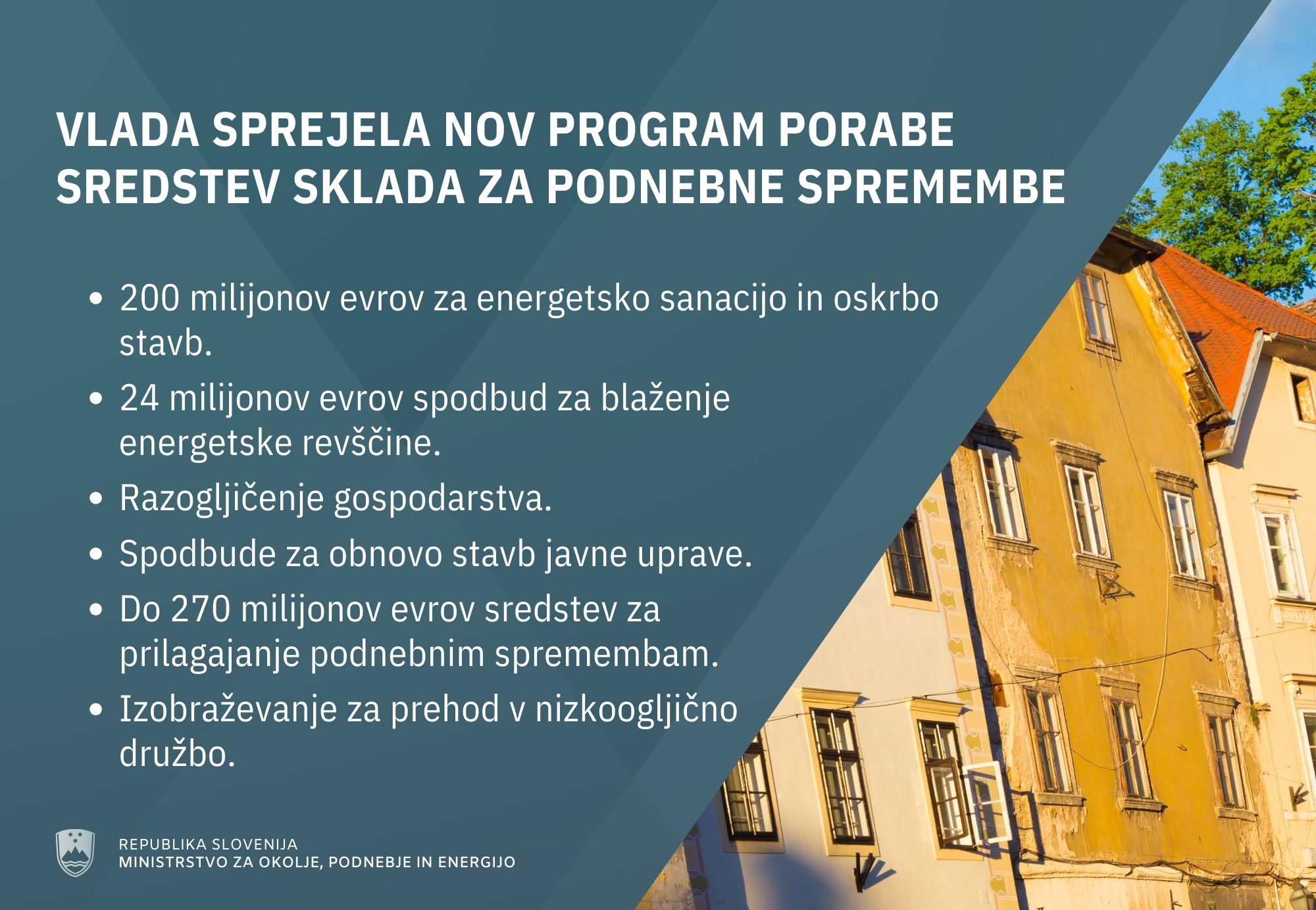Vlada sprejela nov program porabe sredstev Sklada za podnebne spremembe | GOV.SI