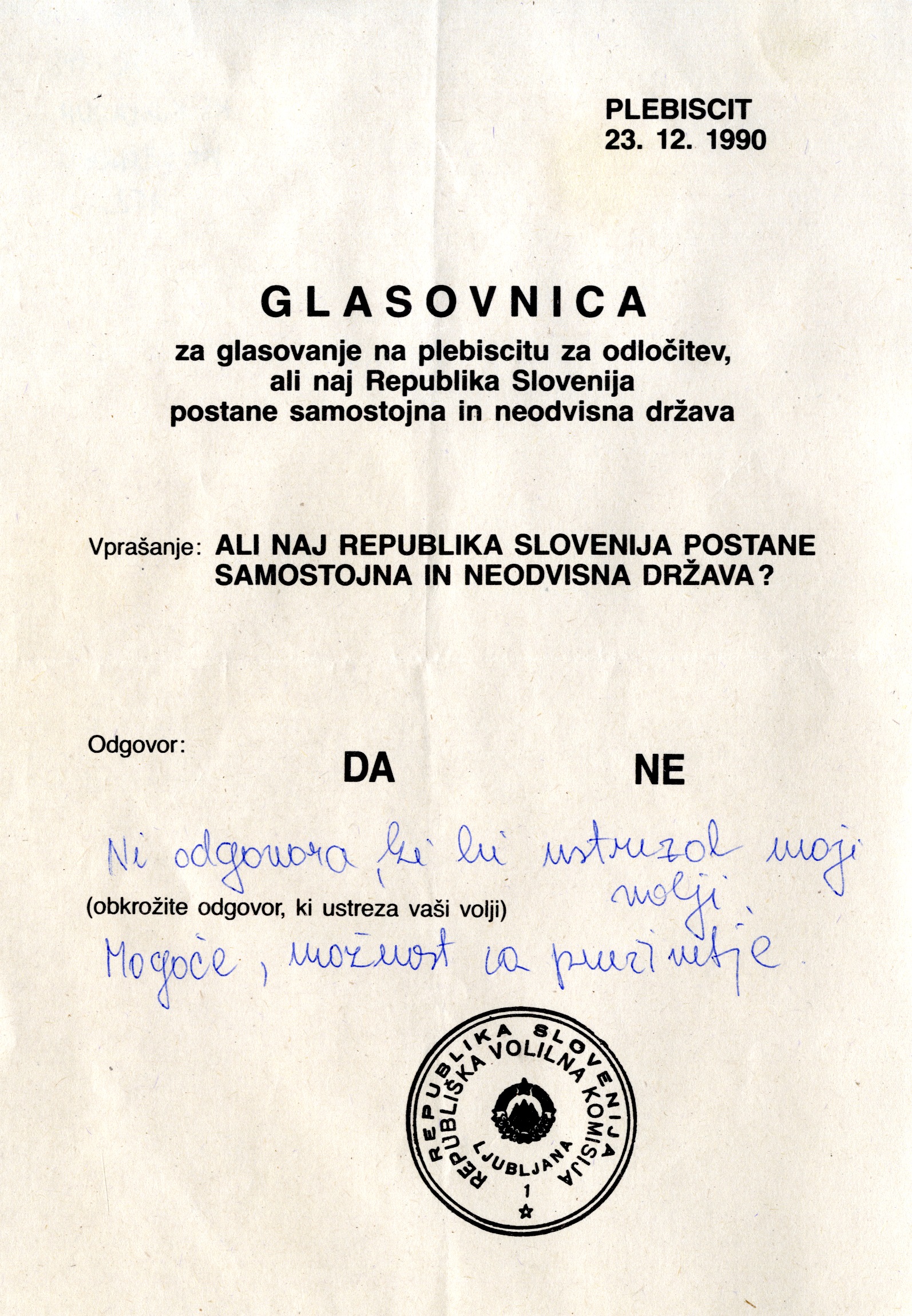 Invalid Ballot Papers Casted at the Plebiscite for the Slovenian ...